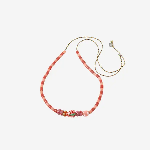 SORBET ISLAND Beaded Necklace With Charm Detail - Red