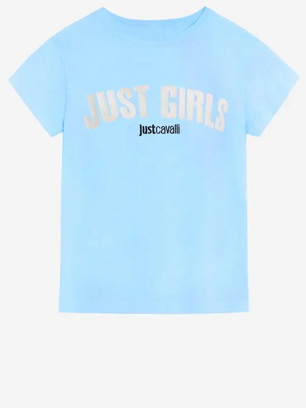 Just Cavalli Cotton T-shirt With Logo Detail - Azzurro
