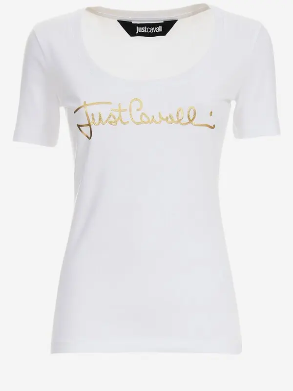 Just Cavalli Stretch Cotton T-shirt With Front Logo