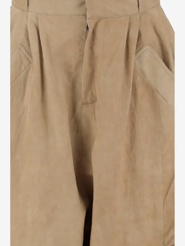 NICCOLO PASQUALETTI Oversized Linen Blend Pants - Beige