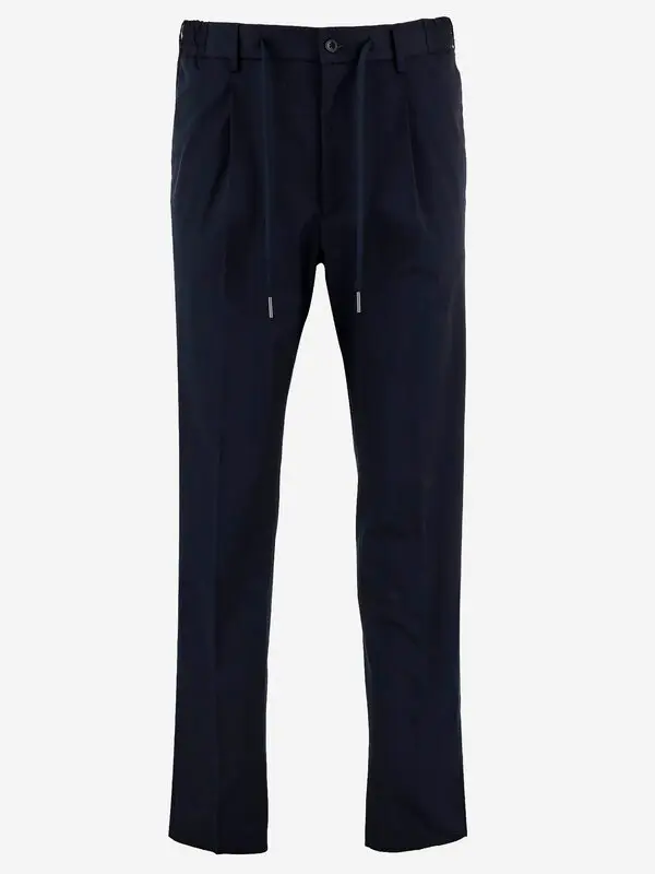 Tagliatore Stretch Cotton Drawstring Pants - Blue