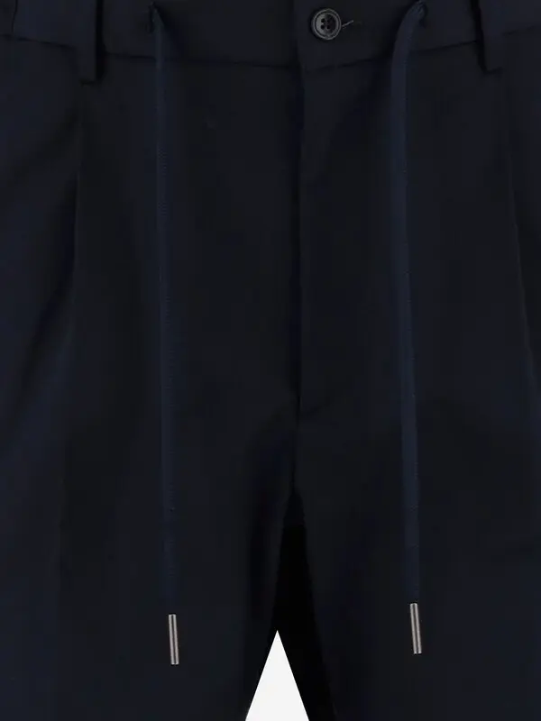 Tagliatore Stretch Cotton Drawstring Pants - Blue
