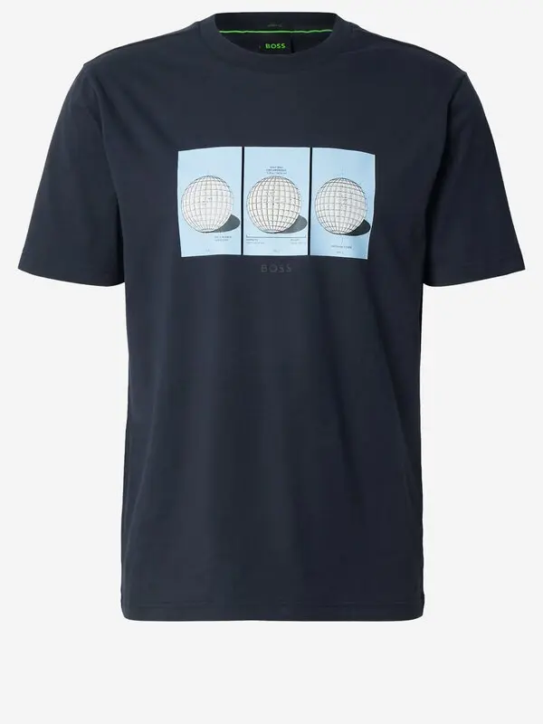Hugo Boss Printed Cotton T Shirt - Blue