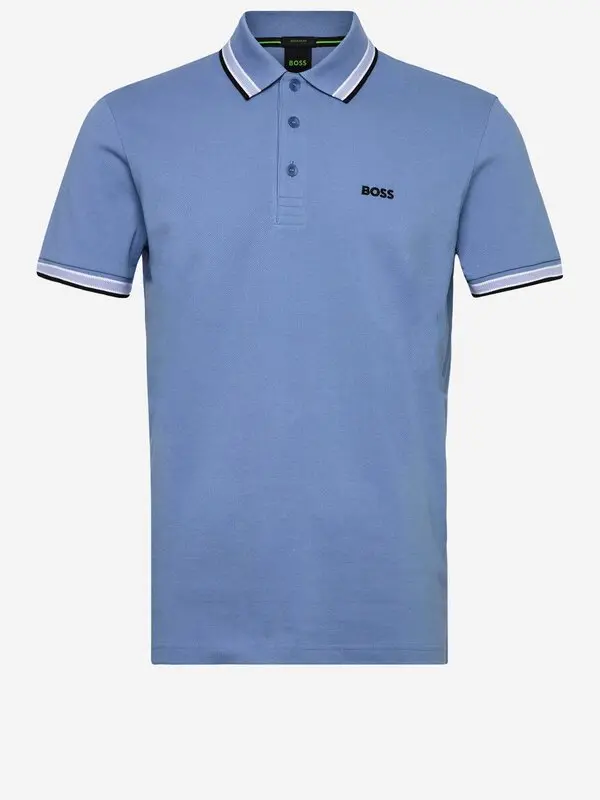 Hugo Boss Cotton Piqué Polo Shirt With Logo - Light Blue
