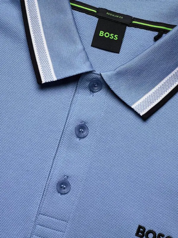 Hugo Boss Cotton Piqué Polo Shirt With Logo - Light Blue