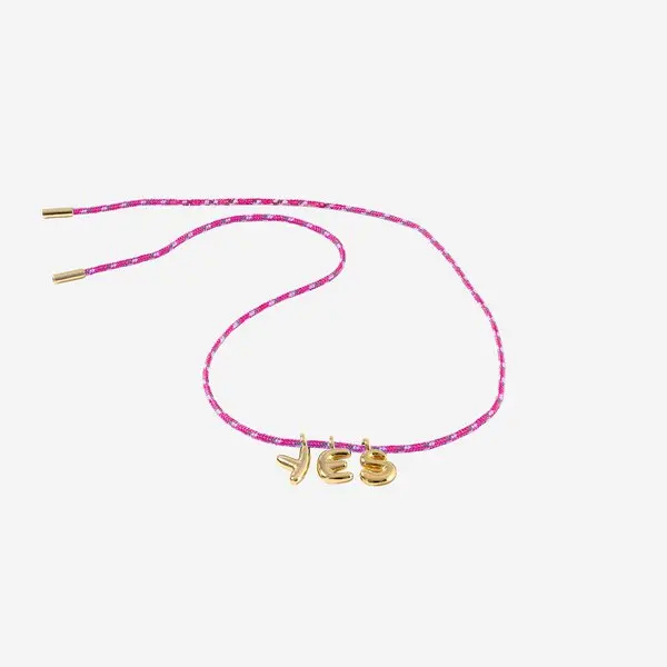 SORBET ISLAND Bubble Letter" Fabric And Metal Necklace - Red