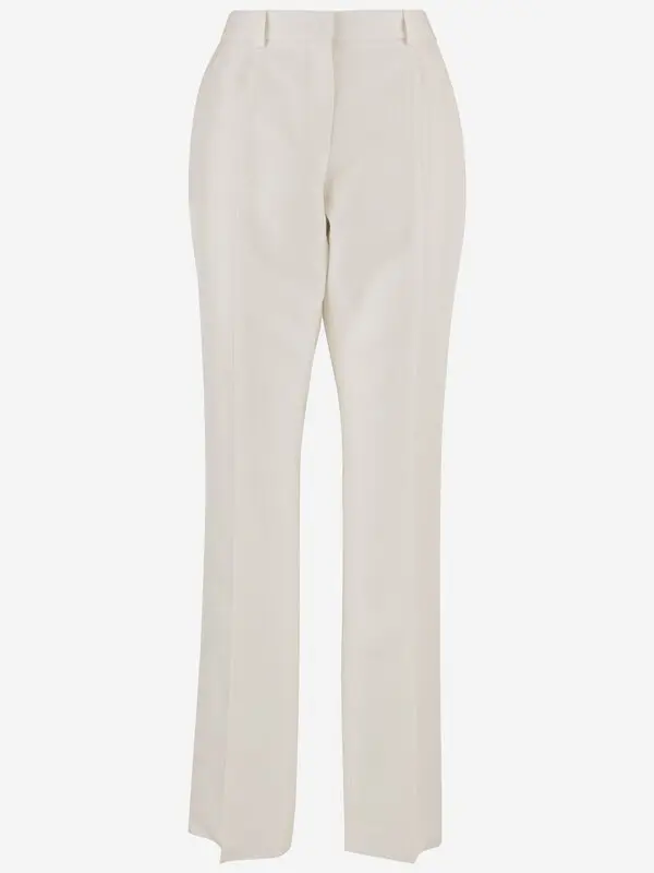 Balenciaga Tailored Slim Fit Wool And Silk Pants - Ivory