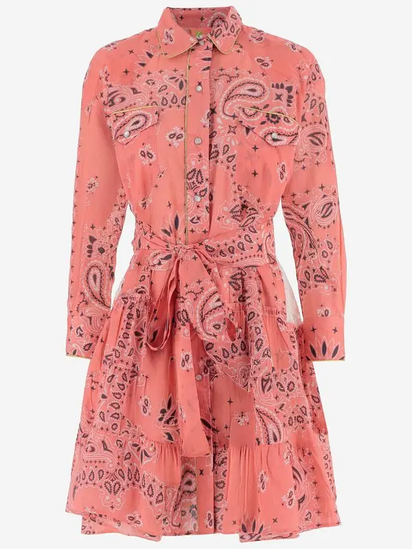 PEP'S CANNES Cotton Dress With Damask Pattern