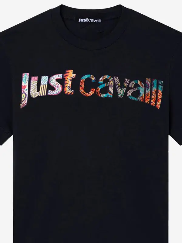 Just Cavalli Cotton T-shirt With Logo Detail - Black