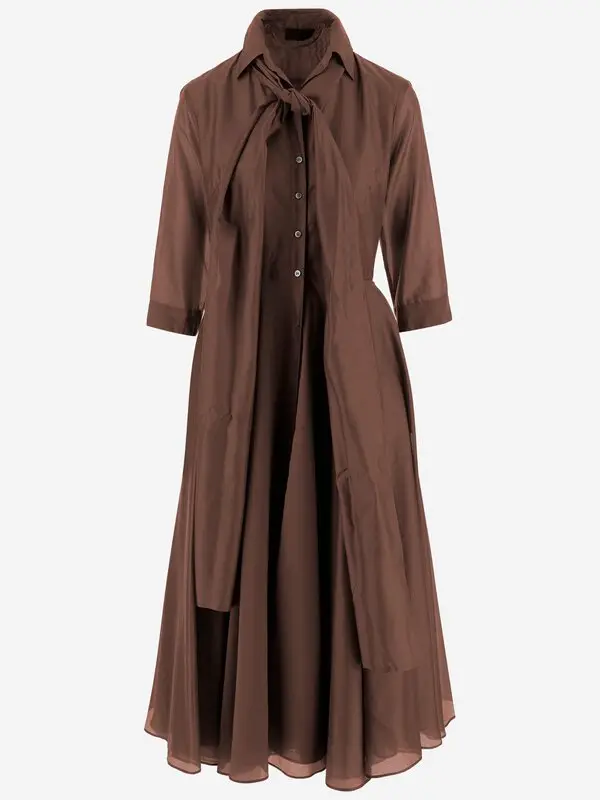 F.IT Lyocell Blend Dress With Knotted Collar