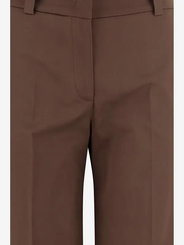 QL2 DONNA Brown Stretch Cotton Wide Leg Pants