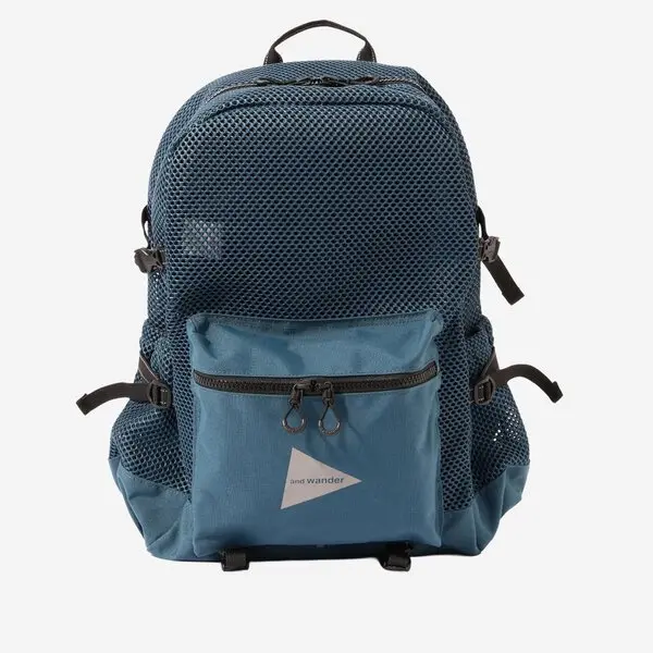 AND WANDER Nylon Backpack With Mesh Panels - Clear Blue