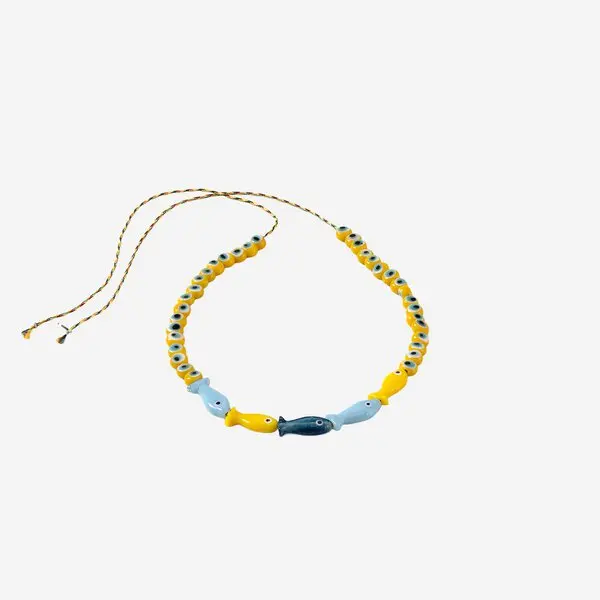 SORBET ISLAND Fabric And Glass Bead Necklace - Red