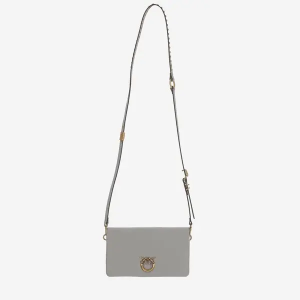 Pinko Leather Bag With Adjustable Strap - Grey