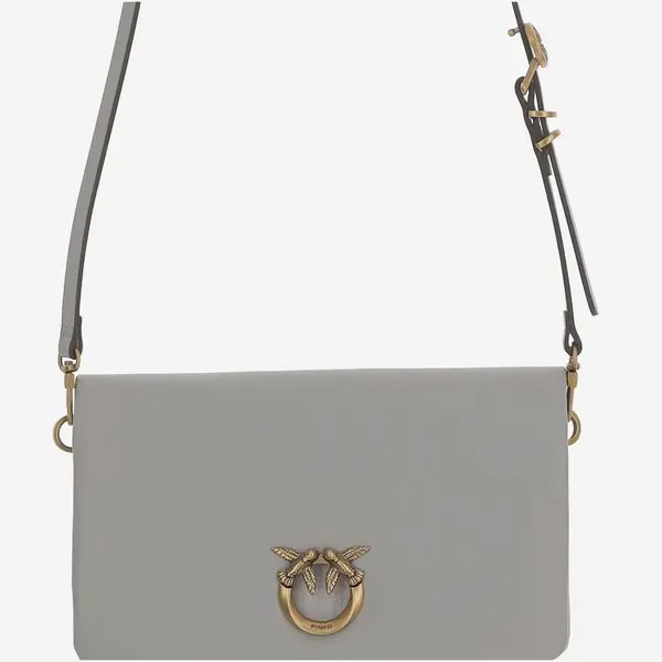 Pinko Leather Bag With Adjustable Strap - Grey