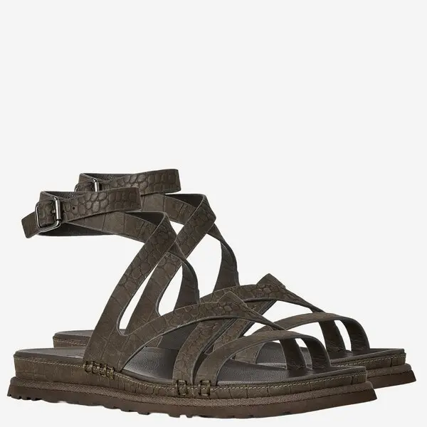 UGG Embossed Animal Print Leather Sandals
