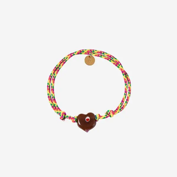 SORBET ISLAND Guardian Bracelet With Heart-shaped Glass Bead - Red