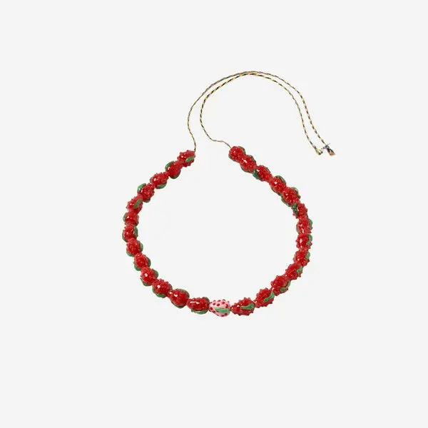 SORBET ISLAND Beaded Strawberry Necklace - Red