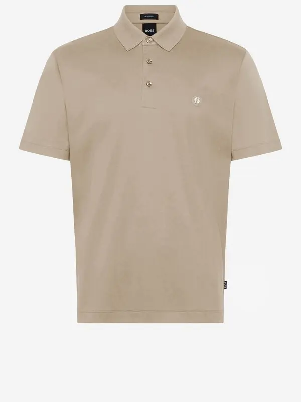 Hugo Boss Cotton Polo Shirt With Logo - Beige