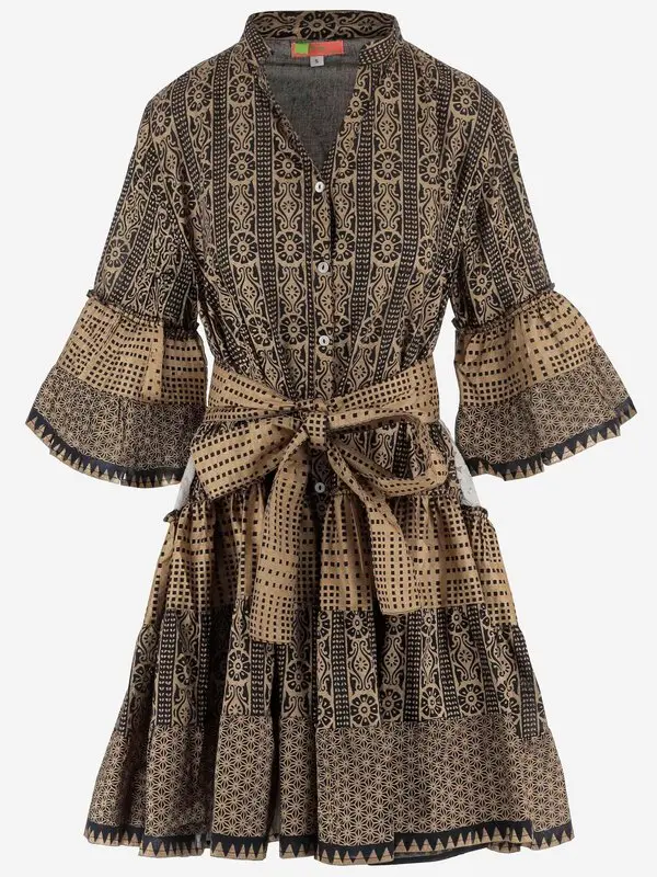 PEP'S CANNES Cotton Dress With Geometric Print