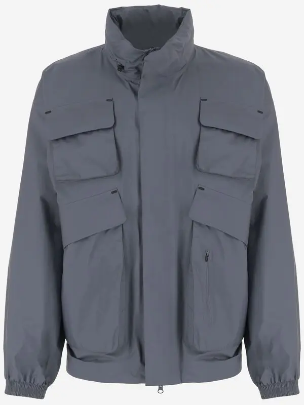 SAVE THE DUCK Nylon Jacket With High Collar And Multi-pocket Design - Blu