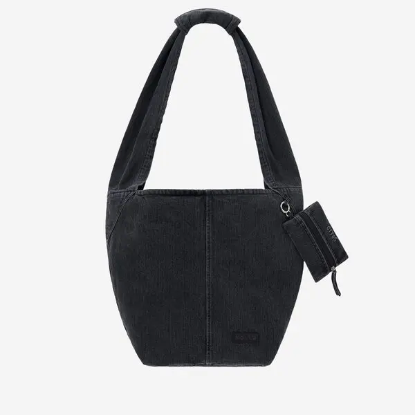 SOLID HOMME Cotton Denim Shoulder Bag - Nero
