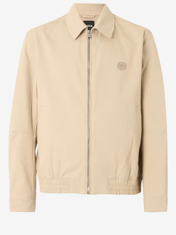 Hugo Boss Stretch Cotton Jacket With Logo Detail - Beige