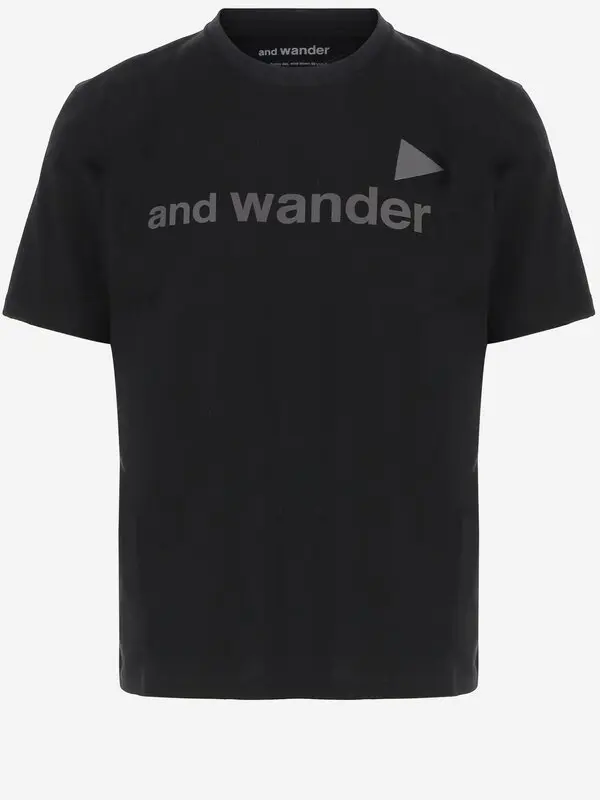 AND WANDER Cotton T Shirt With Lettering Logo