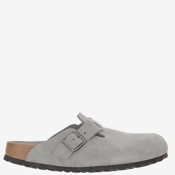 BIRKENSTOCK Boston Suede Clogs - Grigio