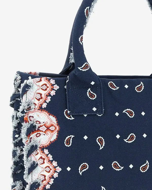 Pinko Cotton Shopper Bag With Logo And Fringed Details