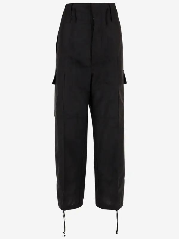 NICCOLO PASQUALETTI Linen Blend Oversized Pants - Black