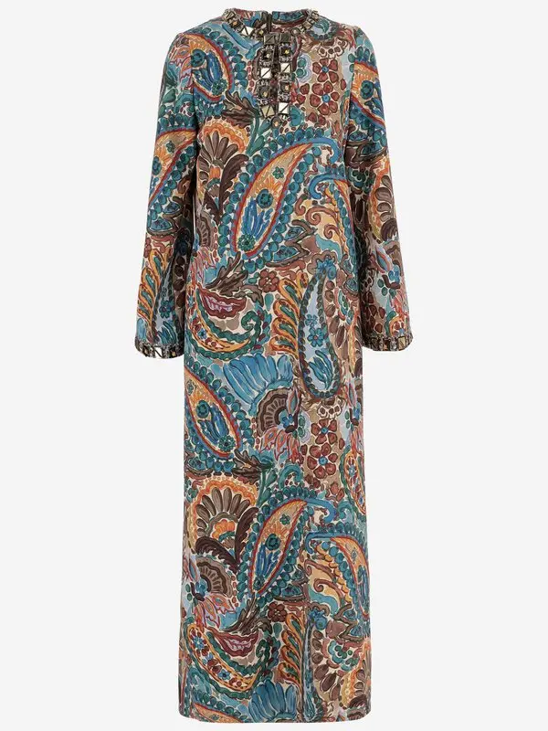 PHILIPPA 1970 Remi Damask Floral Print Long Sleeve Maxi Dress