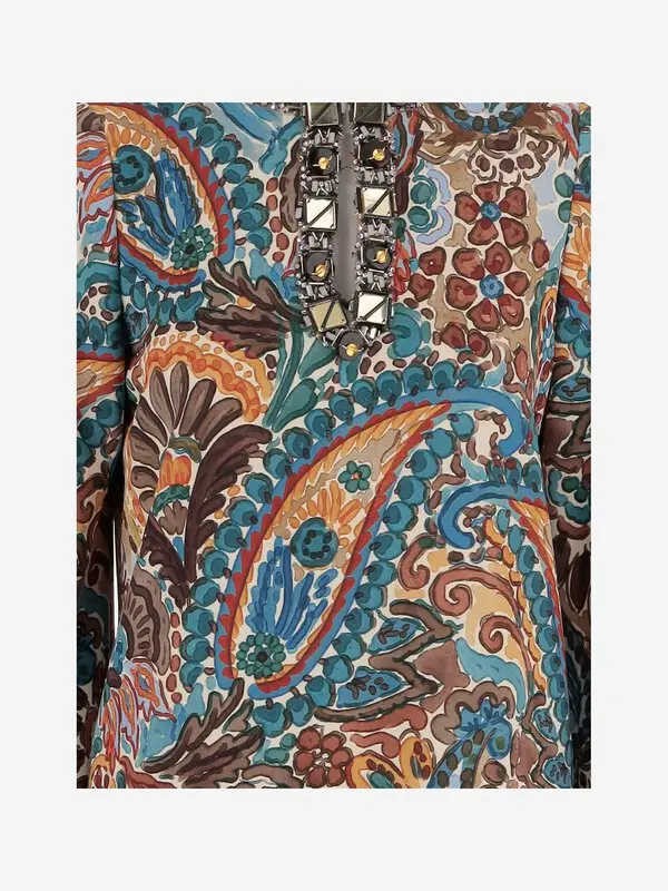 PHILIPPA 1970 Remi Damask Floral Print Long Sleeve Maxi Dress