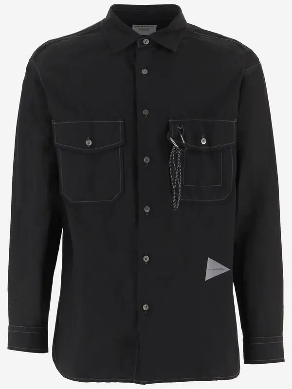 AND WANDER Cotton Blend Shirt With Logo