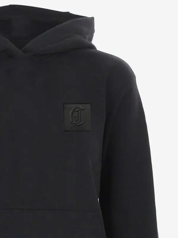 Just Cavalli Cotton Hooded Sweatshirt With Logo Detail