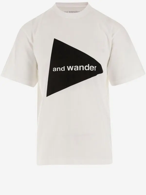 AND WANDER Cotton Blend T Shirt With Logo