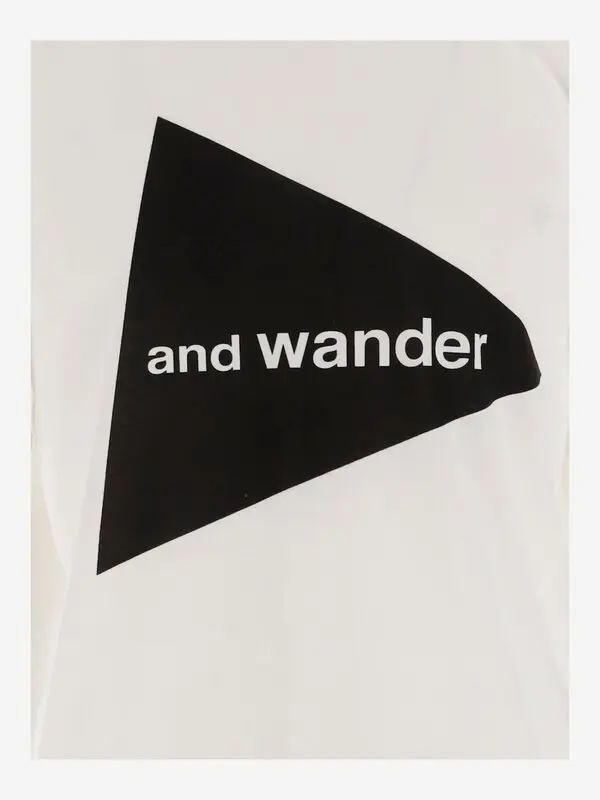 AND WANDER Cotton Blend T Shirt With Logo
