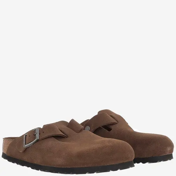 BIRKENSTOCK Boston Suede Clogs - Marrone