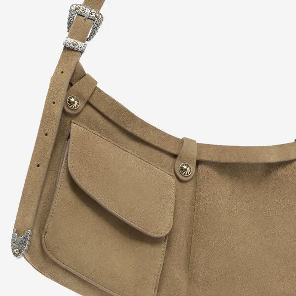 Pinko Suede Shoulder Bag With Flap Pockets