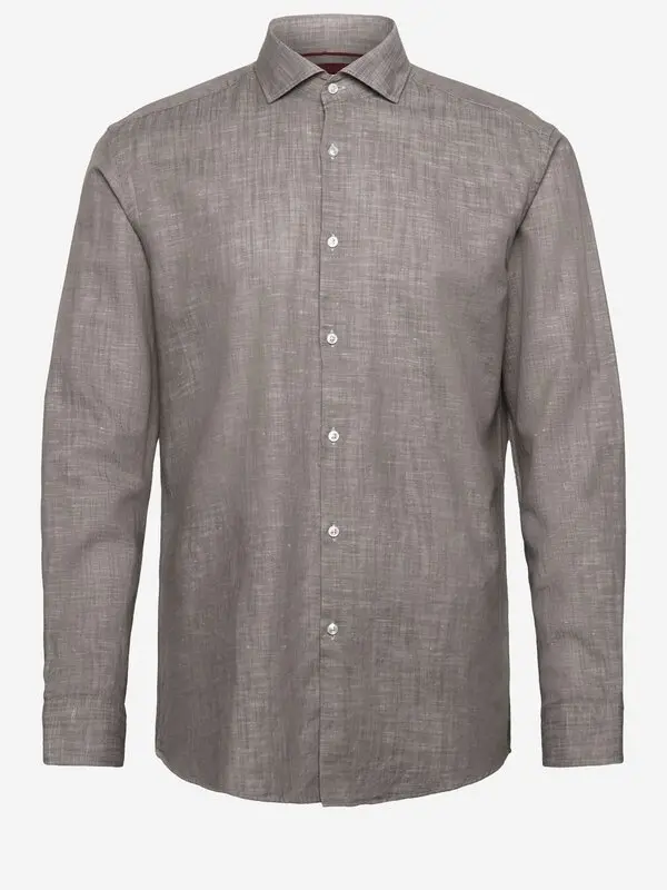 Hugo Boss Cotton And Linen Shirt - Beige