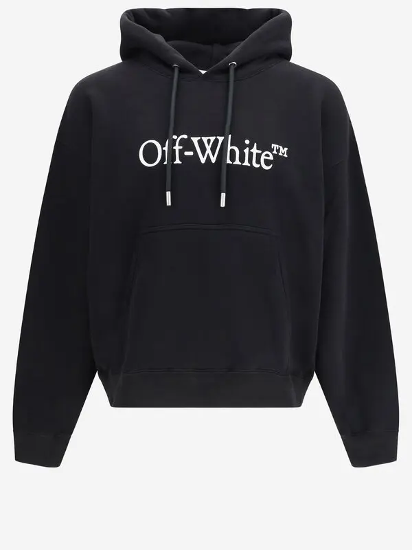 Off-White Cotton Hoodie With Contrast Logo Print