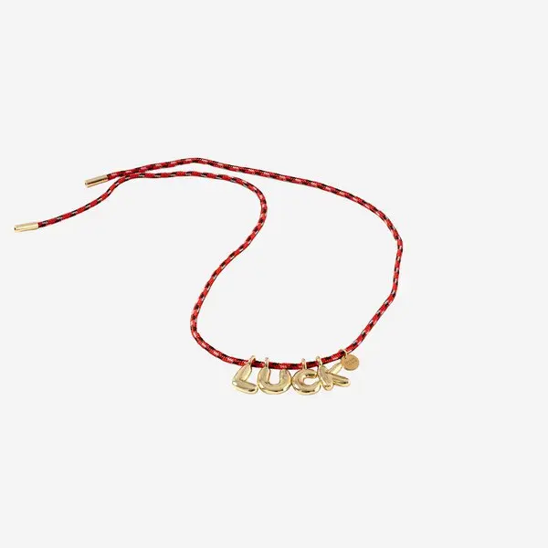 SORBET ISLAND Bubble Letter" Fabric And Metal Necklace - Red