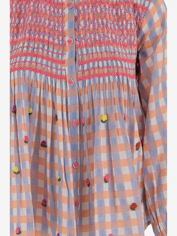 PHILIPPA 1970 Philippa Cotton Shirt With Floral Embroidery And Smocking