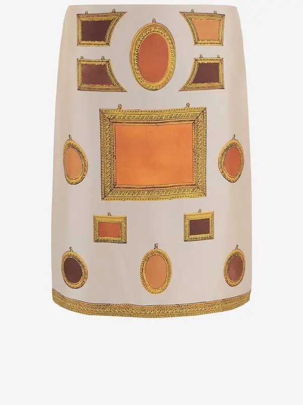 Versace Printed Silk Midi Skirt - Red