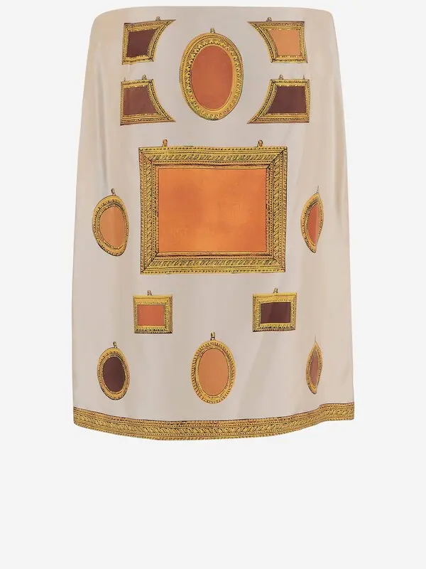 Versace Printed Silk Midi Skirt - Red