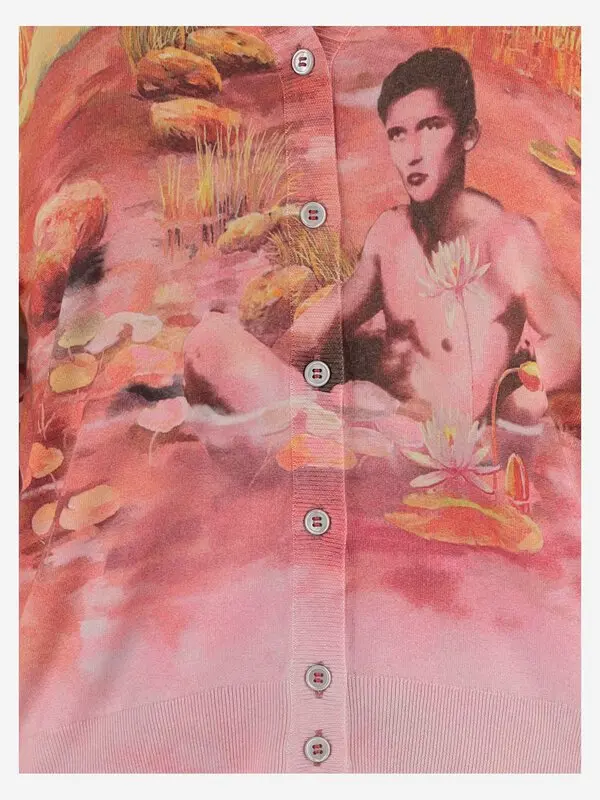 Versace Cardigan With Naturist Print - Red