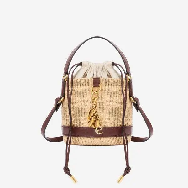 Chloé Raffia And Leather Bucket Bag - Red