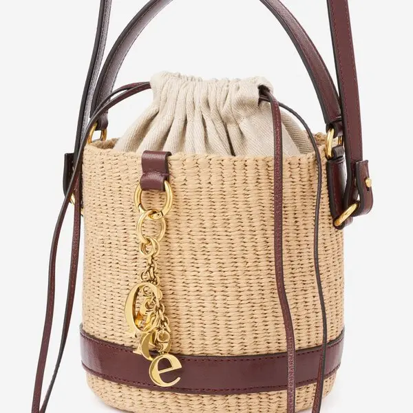 Chloé Raffia And Leather Bucket Bag - Red