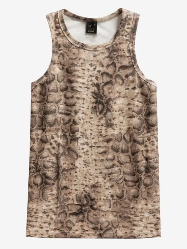 Pinko Stretch Cotton Tank Top With Animal Print - Red