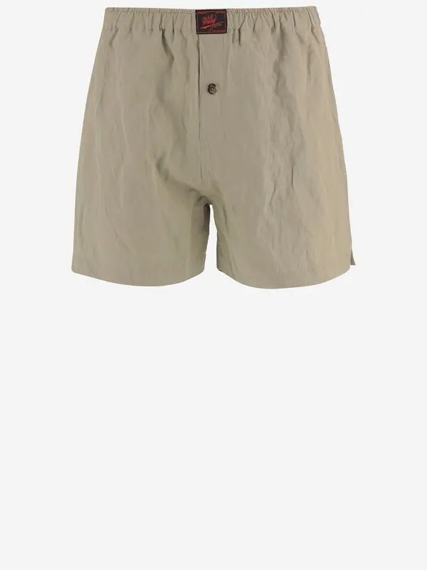 WILLY CHAVARRIA Cotton Blend Crinkled Texture Shorts - Cachi